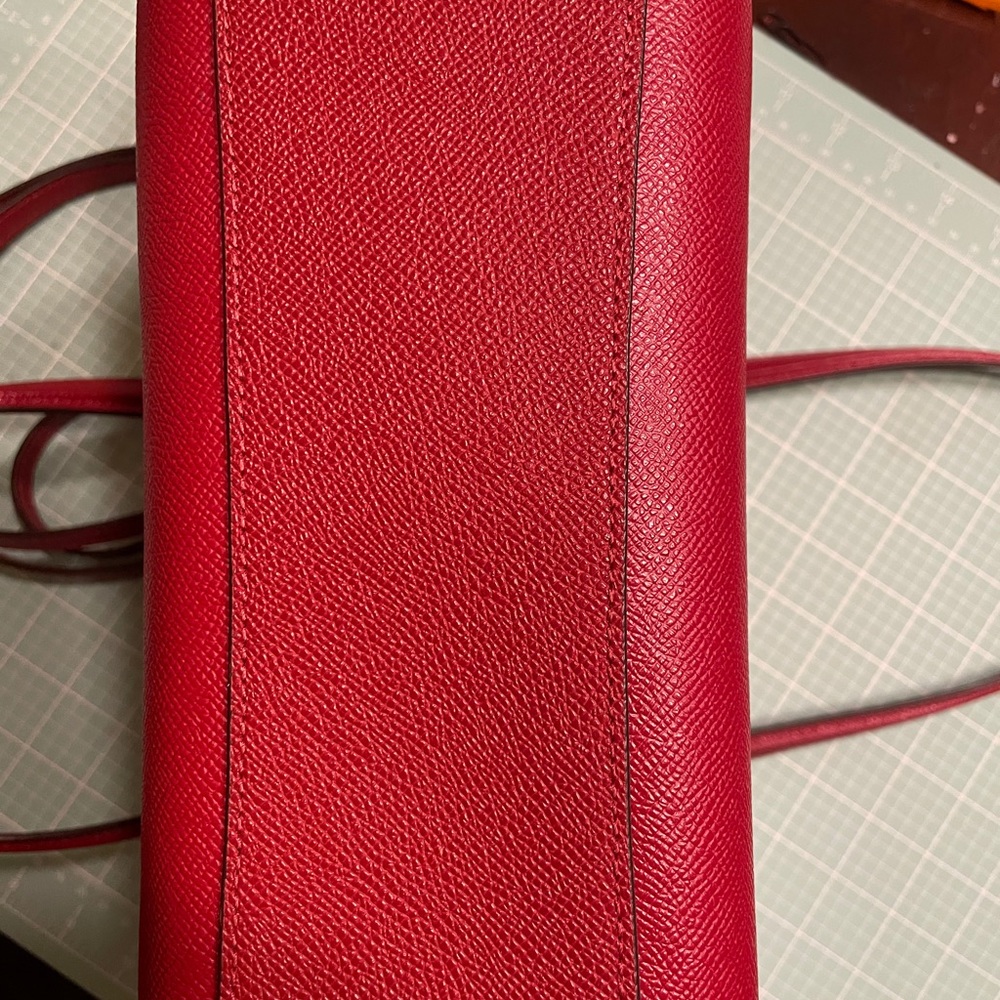 Coach Leather Cherry Red Purse W/Shoulder Straps - Gem